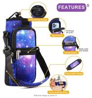 China Neoprene Water Bottle Holder with Adjustable Strap 2 Pocket Insulated Carrier for Hiking Travel for sale