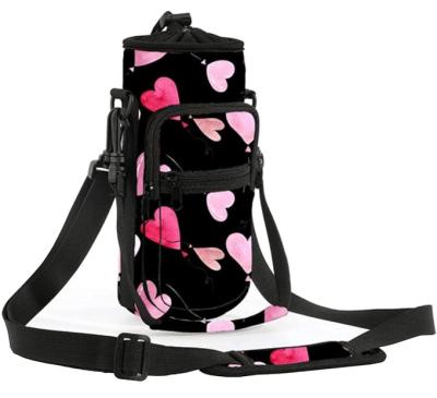 China Custom Neoprene Water Bottle Sleeve with Adjustable Strap for Travel Hiking for sale