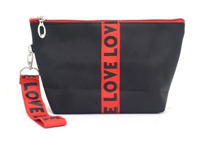 China Waterproof Zippered Cosmetic Bag Polyester Travel Makeup Organizer Bag With Strap for sale