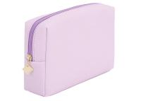 China Custom Pink Zippered Cosmetic Bag PU Polyester Portable Makeup Bag 500 Pcs MOQ for sale
