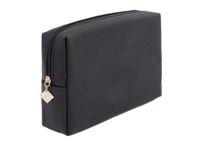 China Simple Design Small Black Cosmetic Bag PU Makeup Travel Bag 500 Pcs MOQ for sale