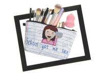 China Custom Printed Zippered Cosmetic Bag Organizer Makeup Brush Travel Bag 500 Pcs MOQ for sale