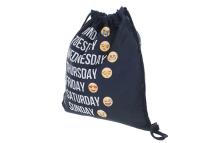 China Emoji Printed Black Nylon Drawstring Backpack 2000 PCS MOQ Custom Logo for sale
