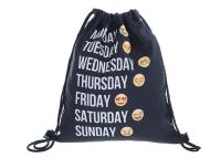 China Emoji Printed Black Nylon Drawstring Backpack 2000 PCS MOQ Custom Logo for sale