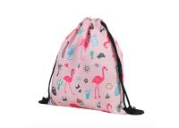 China Custom Logo Pink Drawstring Backpack 210D Polyester Folding Bag 2000pcs MOQ for sale