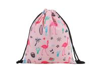 China Custom Logo Pink Drawstring Backpack 210D Polyester Folding Bag 2000pcs MOQ for sale