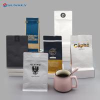 China Flat Bottom Tea Coffee Packaging Bag Compostable Coffee Bags With Valve And Zipper for sale
