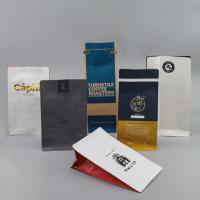 China Flat Bottom Tea Coffee Packaging Bag Compostable Coffee Bags With Valve And Zipper for sale