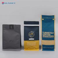 China Flat Bottom Tea Coffee Packaging Bag Compostable Coffee Bags With Valve And Zipper for sale