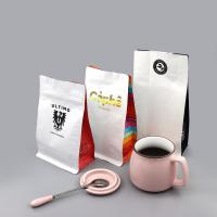 China Flat Bottom Tea Coffee Packaging Bag Compostable Coffee Bags With Valve And Zipper for sale