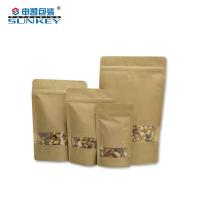 China Biodegradable Resealable Food Packaging With Window Kraft Paper Stand Up Pouch for sale