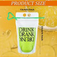 China Party Beverage Drink Pouch With Straws Novelty Funny Translucent Zipper Plastic Pouches Drink Bags for sale
