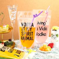 China Party Beverage Drink Pouch With Straws Novelty Funny Translucent Zipper Plastic Pouches Drink Bags for sale