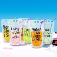 China Party Beverage Drink Pouch With Straws Novelty Funny Translucent Zipper Plastic Pouches Drink Bags for sale