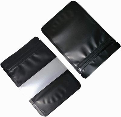 China Resealable Mylar Self Seal Packaging Bags Food Storage With Clear Window Aluminium Foil Stand Up Pouch for sale