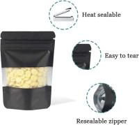 China Resealable Mylar Self Seal Packaging Bags Food Storage With Clear Window Aluminium Foil Stand Up Pouch for sale