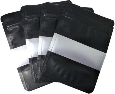 China Hot Selling  Matte Black Resealable Stand Up Bags With Window Heat Seal Bulk Food Storage Packaging Foil Pouches for sale