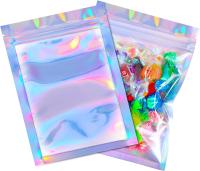 China Custom Printed Mini Custom Mylar Bag Cute Window Clear Holographic Die Cut Pouch for sale