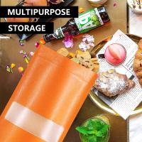 China Resealable Reusable Kraft Stand Up Bags With Window Ziplockk Heat Seal Orange Packaging for sale