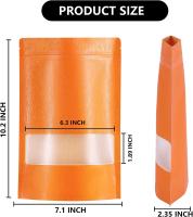 China Resealable Reusable Kraft Stand Up Bags With Window Ziplockk Heat Seal Orange Packaging for sale