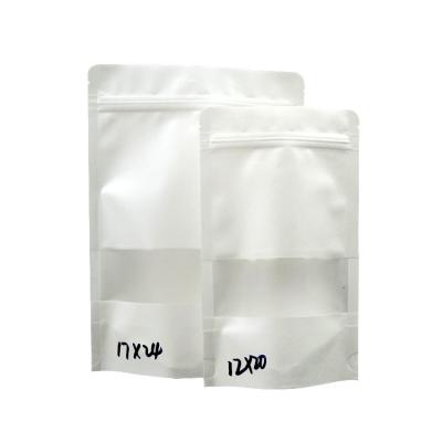 China Custom  Smell Proof Stand Up Compostable Kraft Pouches With Window for sale
