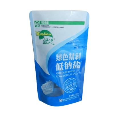 China Custom Printed Recyclable Stand Up Pouch Food Small Window Salt Bag Package for sale