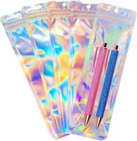 China Gift Cosmetic Packaging Bag Smell Proof Holographic Clear Cosmetic Brush Pen Mylar for sale