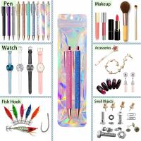 China Gift Cosmetic Packaging Bag Smell Proof Holographic Clear Cosmetic Brush Pen Mylar for sale