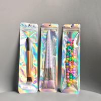 China Gift Cosmetic Packaging Bag Smell Proof Holographic Clear Cosmetic Brush Pen Mylar for sale