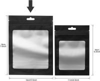 China Matte Black Odorless Resealable Mylar Bags With Clear Window Zip Lock Hanging Hole Bag for sale