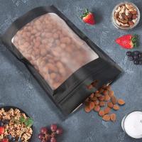 China Matte Black Odorless Resealable Mylar Bags With Clear Window Zip Lock Hanging Hole Bag for sale