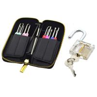 China Combination Practice Padlock Set Stainless Steel 22pcs Auto Lock Pick Kit Set Transparent practice padlock pick set for sale
