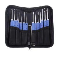 China Blue Klom lock picks 18 Pieces Stainless Steel Lock Pick Set steel Lock Opener Locksmith Supplies picks for sale