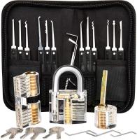 China Beginner Locksmith Tools Transparent Practice Lock For Learning Purposes,12 Pieces Of Black Locksmith Tools for sale