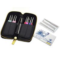 China Stainless Steel 22pcs Lock Pick Set + Credit Card Shape Lock Pick Kit + Transparent Practice Padlock for sale