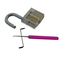 China Stainless Steel 22pcs Lock Pick Set + Credit Card Shape Lock Pick Kit + Transparent Practice Padlock for sale