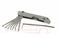 China Stainless Steel Foldable 7 in 1 Lock Picking Set Locksmith Tools (Silver） for sale
