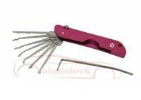China Haoshi Fold Locksmith Tools Foldable 7 in 1 Lock Picking Set Locksmith Tools (Pink） for sale