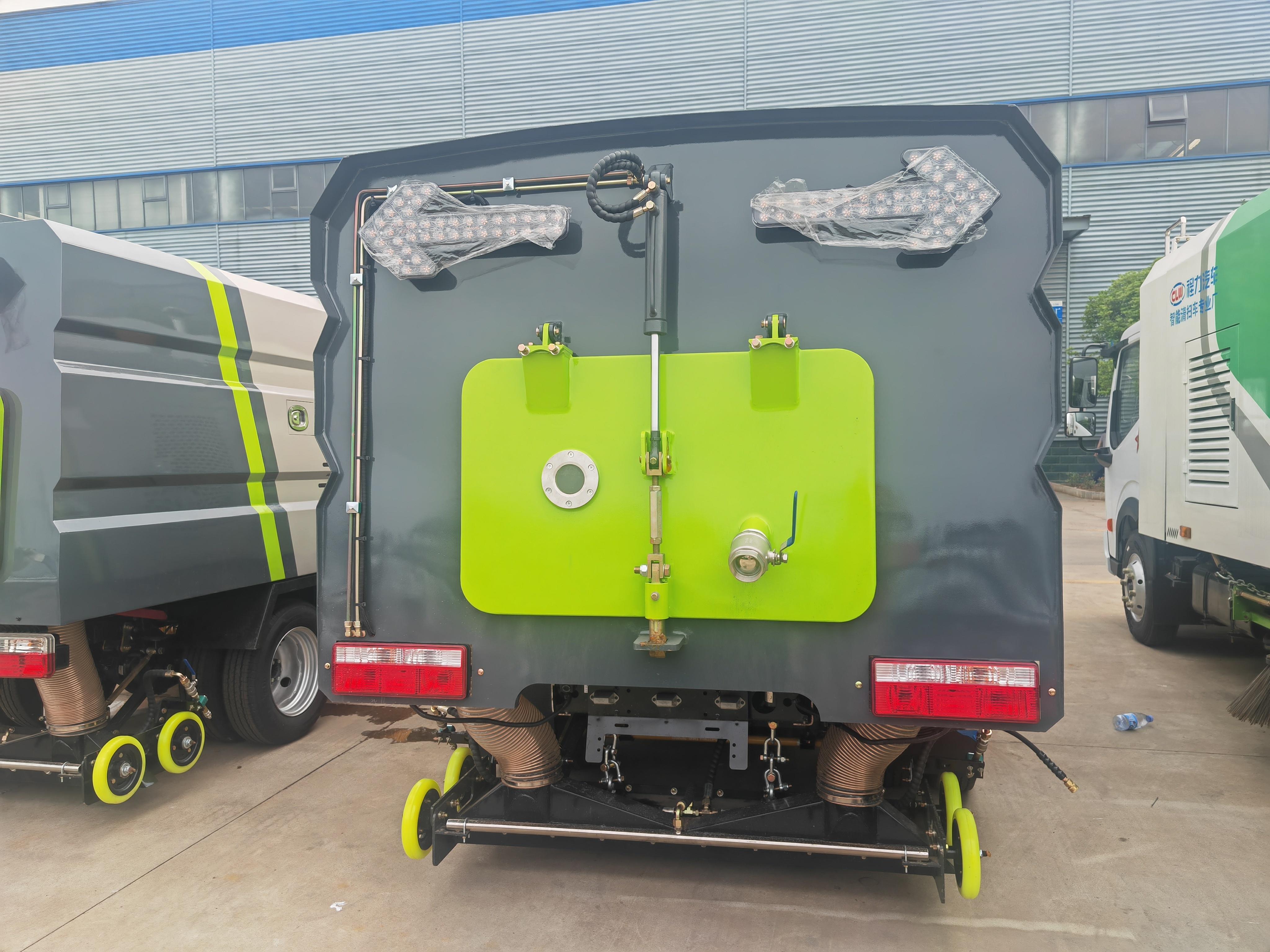 Rear view of Dongfeng 4x2 RHD road sweeper truck exported to Kenya