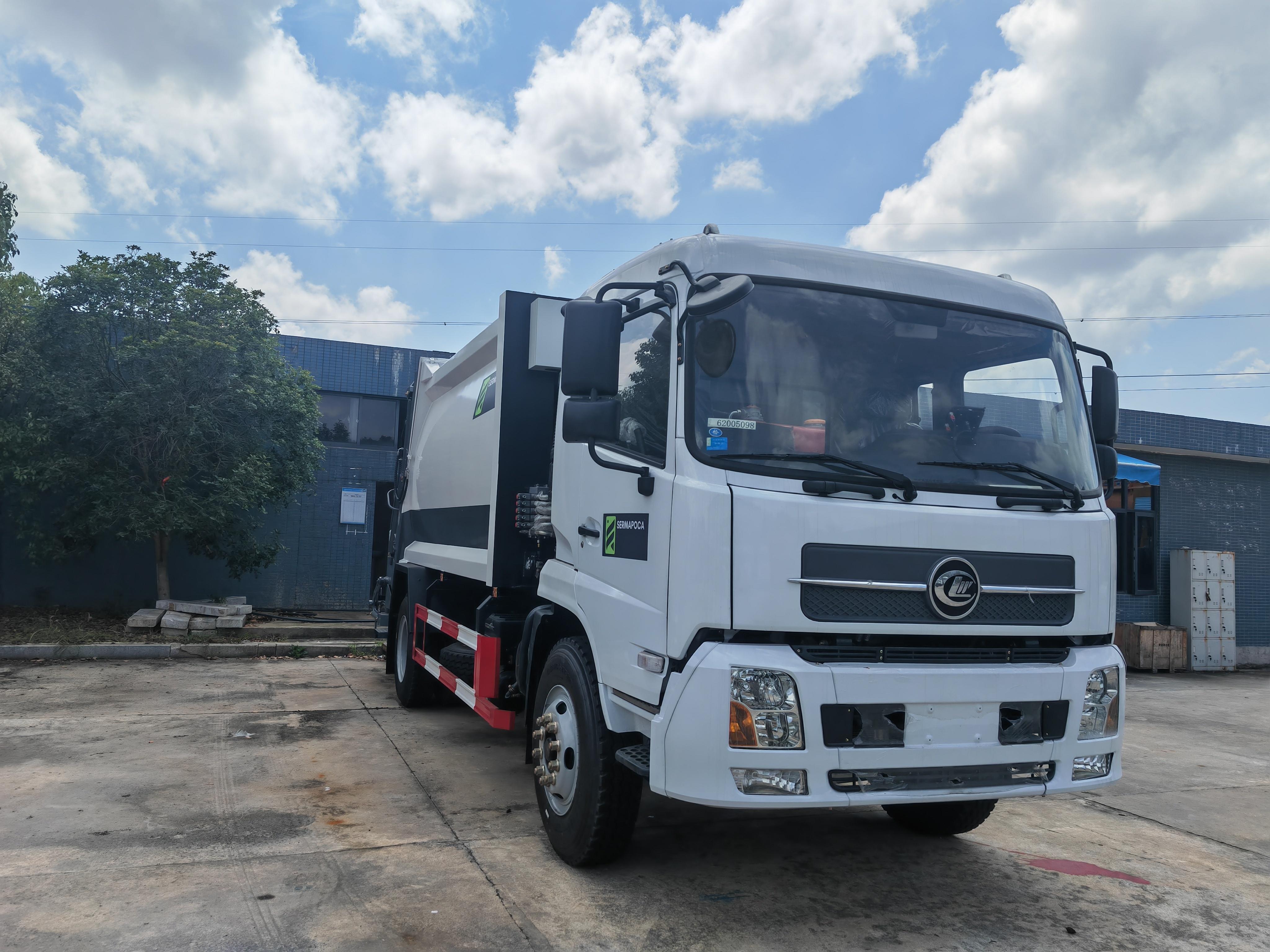 CLW waste compactor vehicle with SERMAPOCA custom logo ready for export delivery to Mexico