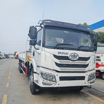 China FAW RHD 340HP Cargo Hydraulic Truck Mounted SQZ160 8Ton Mobile Manipulator Knuckle Boom Crane for sale