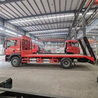 China HOWO 4X2 6 tyre Flatbed Cargo Crane Truck With Winch Ramp For Heavy Machinery Transport Flatbed Crane Truck for sale