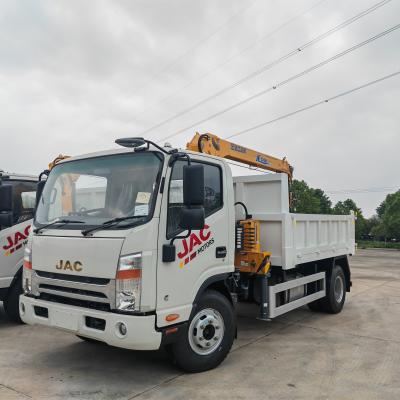 China JAC RHD Cargo Truck With XCMG KSQS68-3 3.2Ton 3 Sections Boom Straight Crane Truck for sale
