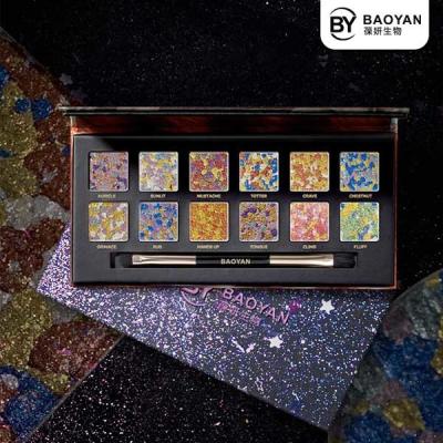 China Pearlescent Fine Flash Glitter Eyeshadow Palette Colorful GMP Certificated for sale