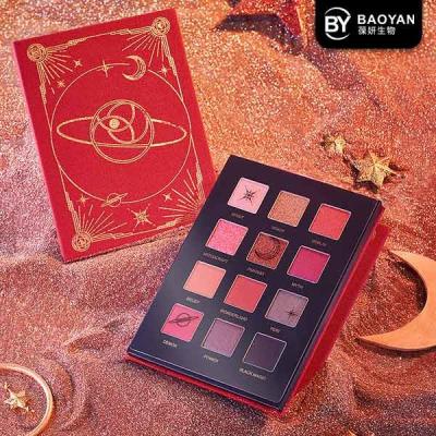 China Shimmer Saturn Red Mineral Eyeshadow Palette 12 Colors Customized Logo for sale