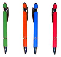 China Fancy aluminum pole Advertising pen with rubber touch Metal touch pen Aluminum tube ballpoint pen for sale