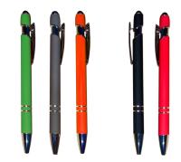 China Fancy aluminum pole Advertising pen with rubber touch Metal touch pen Aluminum tube ballpoint pen for sale