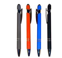 China Fancy aluminum pole Advertising pen with rubber touch Metal touch pen Aluminum tube ballpoint pen for sale
