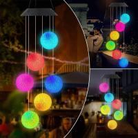 China Solar Wind Chimes Crystal Ball Color Changing for sale