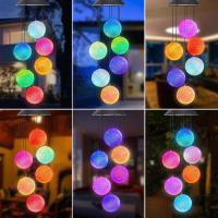 China Solar Wind Chimes Crystal Ball Color Changing for sale